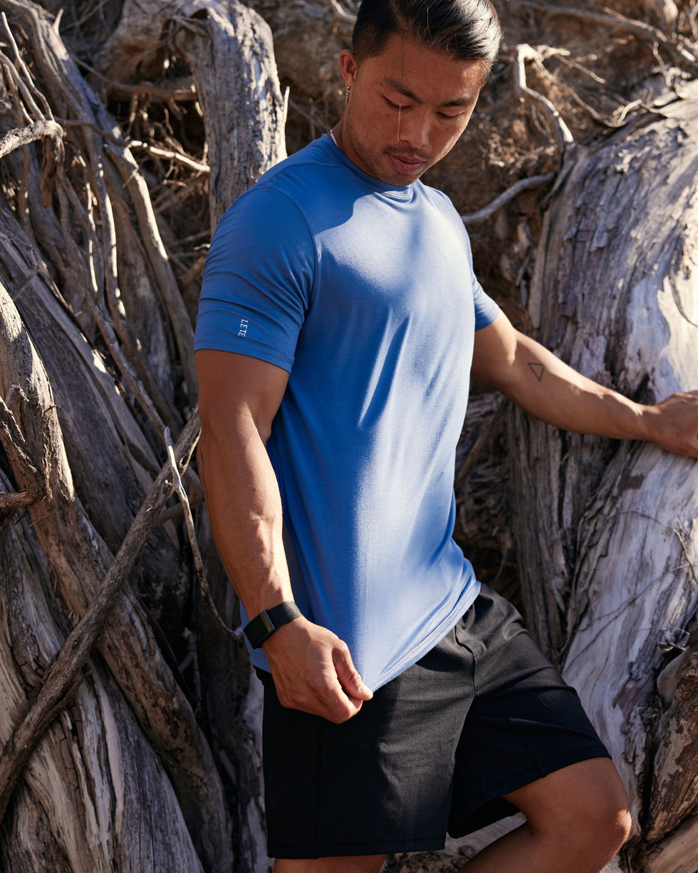 LETE Waihi Loose T-Shirt | Pacific Blue | Men – LETE ACTIVE